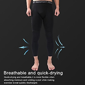 Blaward Basketball Compression Pants with Knee Pads for Men, Workout Running Tights Leggings Sports Athletic Baselayer Black