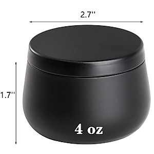 Lyellfe 24 Pack Candle Tins, 4 Oz Black Candle Jars with Lid, Empty Candle Holder Container Bulk for Candle Line, Gift, Making Candles, Storing Spice Candy