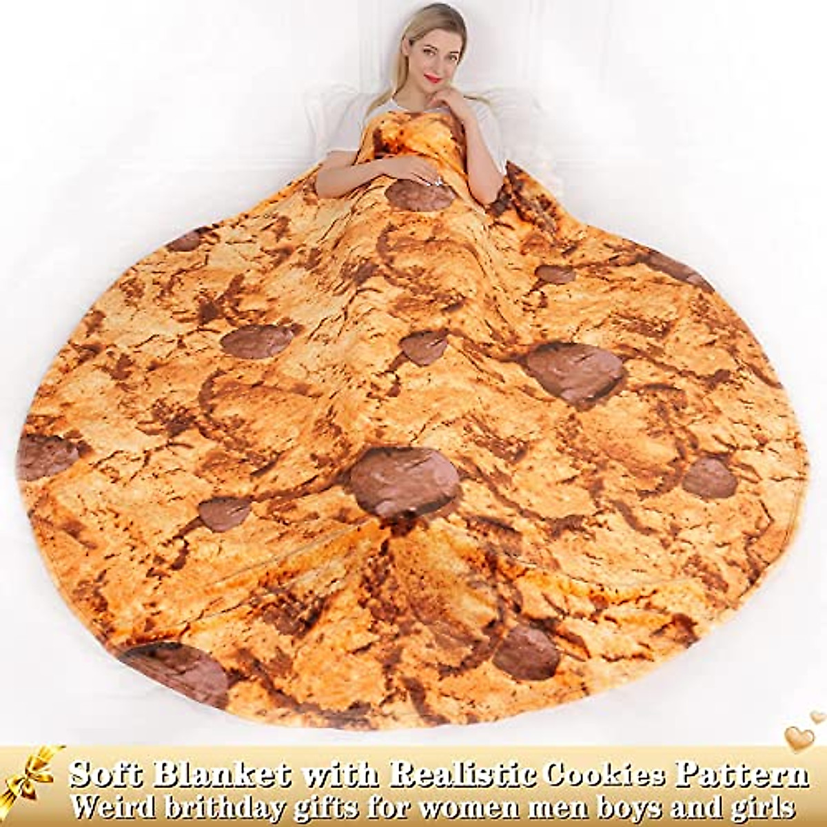 Jorbest Cookies Blanket 2.0 Double Sided 80 inches for Adult and Kids, 285 GSM Funny Soft Flannel Throw Blanket, Novelty Giant Food Blanket for Everyone