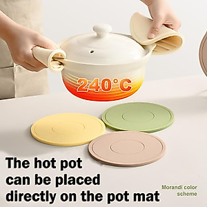 H&W 6Pcs Thickened Pot Holders, Silicone Trivets, Non-Slip Heat Resistant Pads, with 1 Gold Triangle Holder, for Kitchen Hot Pots and Pans(6 Colors)