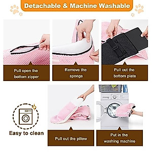 LOOBANI Center Console Dog Car Seat on Car Armrest, Comfortable Dog Car Seats for Small Dogs Cats to See Out Window Up to 12 Lbs, Portable Dog Booster Seat Fits Perfectly for Car, Travel, Home (Pink)