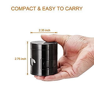 Grinder with Clear Windows Black Zinc Alloy 2.75 Inch