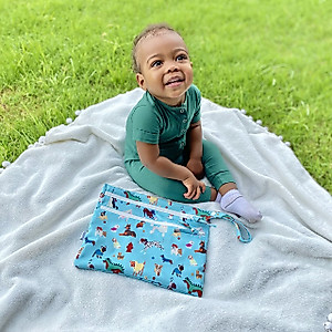 BapronBaby Dog Dress-Up Wet Dry Bag - Waterproof Two Zipper Pockets - Reusable for Mealtime, Diapers, Stroller, Snacks, Swimsuits - Machine Washable - 11" x 9"