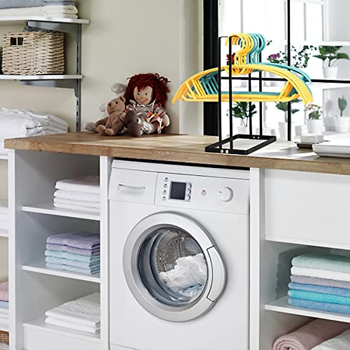 Hanger Organizer Stacker, Hanger Storage Organizer, Hanger Stacker for Closet Laundry Room,Holds up 110 Wire Clothes Hangers,Hanger Storage Rack Holder for Laundry Room Closet Dry Cleaning Room