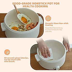 Olayks 3L Electric Pot for Cooking, Ceramic Glaze Non-Stick Shabu Shabu Pot Electric with Adjustable Power Control for Shabu Shabu, Noodles, Sauté, Soup, Steak, Stir Fry, Eggs