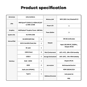 Beelink SER5 Ryzen Mini PC,Mini Computer Ryzen 5 5500U (7nm,6C/12T) up to4.0GHz, 16G DDR4 RAM/500GB Mini Gaming PC Small Computers Supports 4K WiFi6E BT5.2