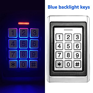 Toncont Door Access Control System, Stand Alone Password Door Keypad + 5PCS ID Keyfobs, Support 2000 Users, Wiegand 26, Garage Door/Gate Opener, Weatherproof, Backlight, Zinc Alloy Metal Case