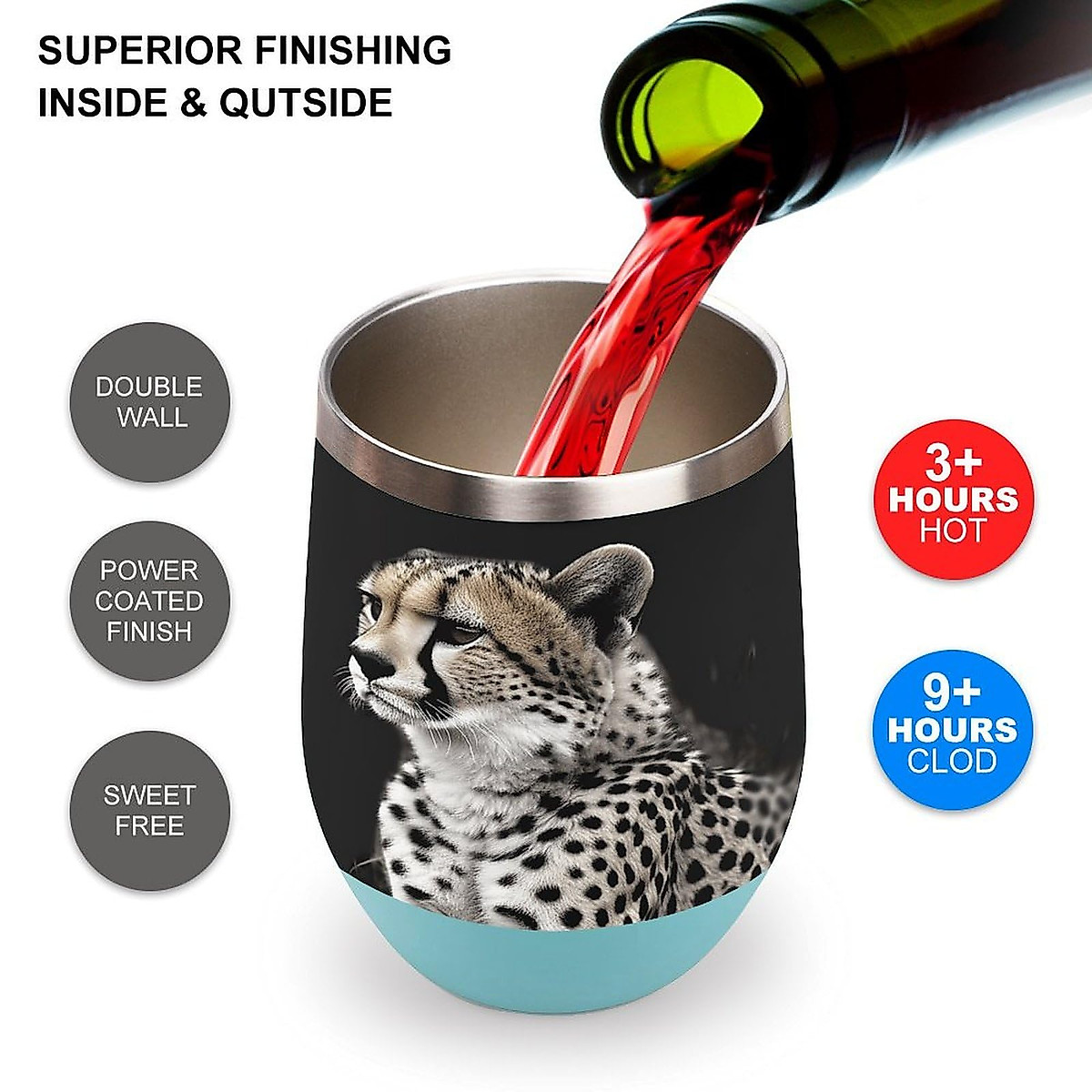 Stainless Steel Insulated Cup, Cheetah Print 304 Stainless Steel, Smooth Round Rim Ideal for Office, Home, And Gift Giving