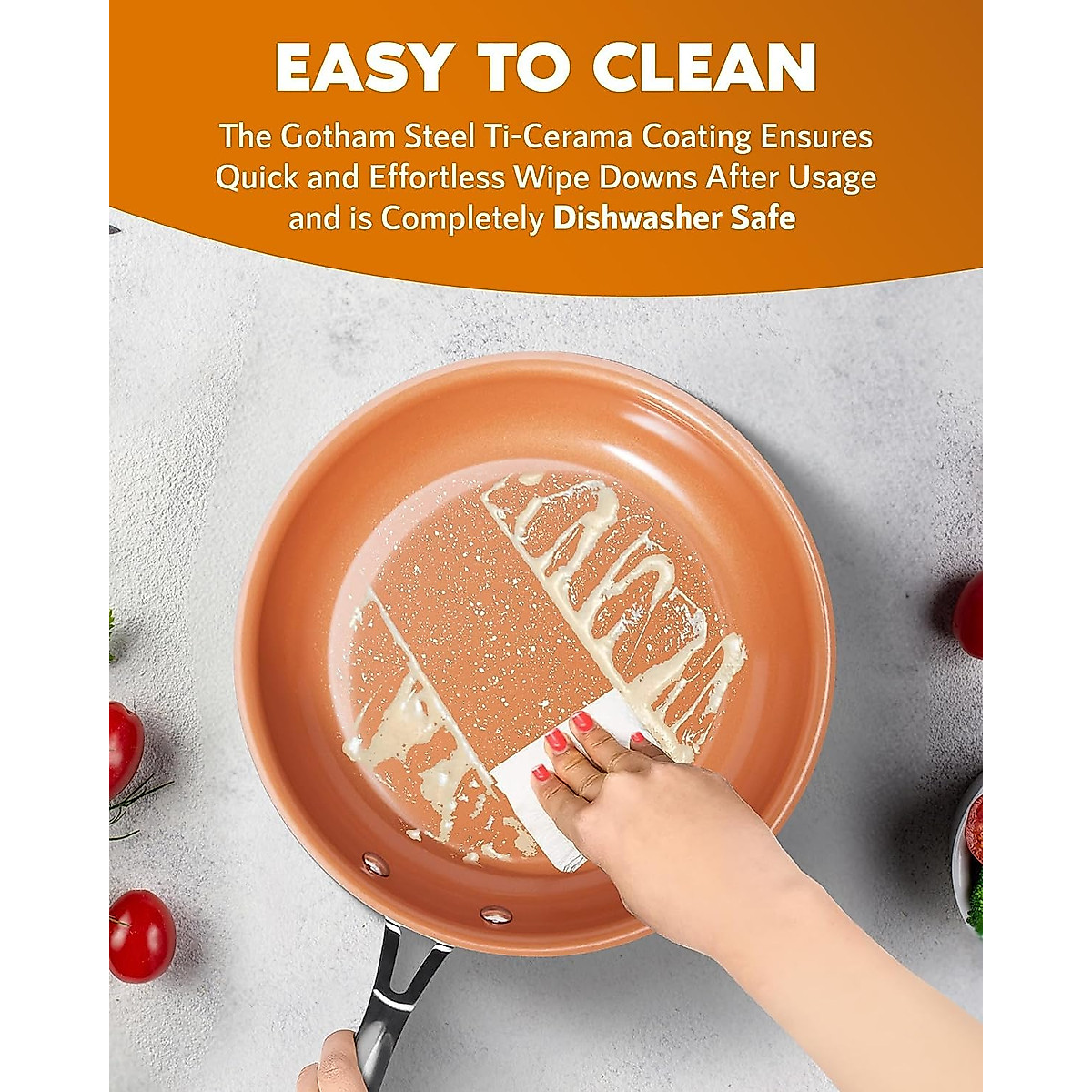 Gotham Steel 11 Inch Non Stick Frying Pan Nonstick Pan with Ceramic Copper Coating for Long Lasting Nonstick Frying Pan Skillet for Cooking with Stay Cool Handle, Oven/Dishwasher Safe, Non Toxic