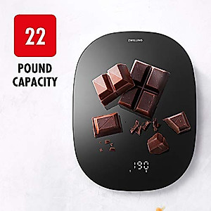 ZWILLING Enfinigy Digital Kitchen Food Scale, Max weight 22lbs, Grams & Ounces, .1-gram Accuracy, Black