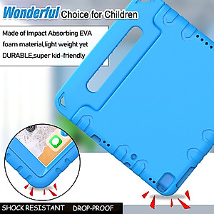 BMOUO Kids Case for iPad 9.7 Inch 2018/2017,iPad Air 2 - with Screen Protector, Shockproof Kids Case Cover Handle Stand Case for iPad 9.7 Inch 2017/2018 (iPad 5th and 6th Generation),iPad Air 2 - Blue