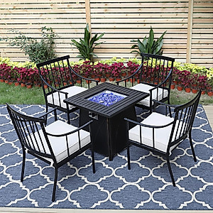 Sophia & William Metal Outdoor Dining Chairs with Seat Cushion, Black Patio Chairs Set of 4, Patio Bistro Conversation Furniture Set for Porch Yard Balcony, Load Capacity: 300lbs
