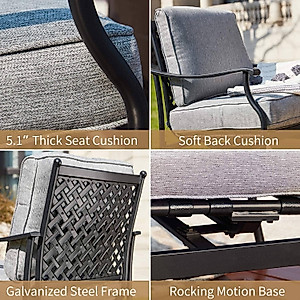 PatioFestival Patio Conversation Set 4-Piece Cushioned Outdoor Furniture Sets with All Weather Frame for Porch Backyard Lawn(Grey)