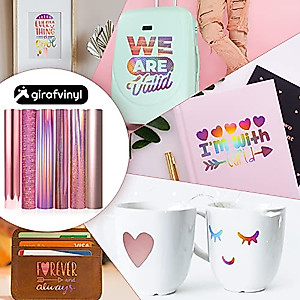 GIRAFVINYL Holographic Vinyl Rose Gold Permanent Vinyl Adhesive Vinyl for cricut 12” X 12” 6Pcs Vinyl for Decor,Car,Home,Tumblers