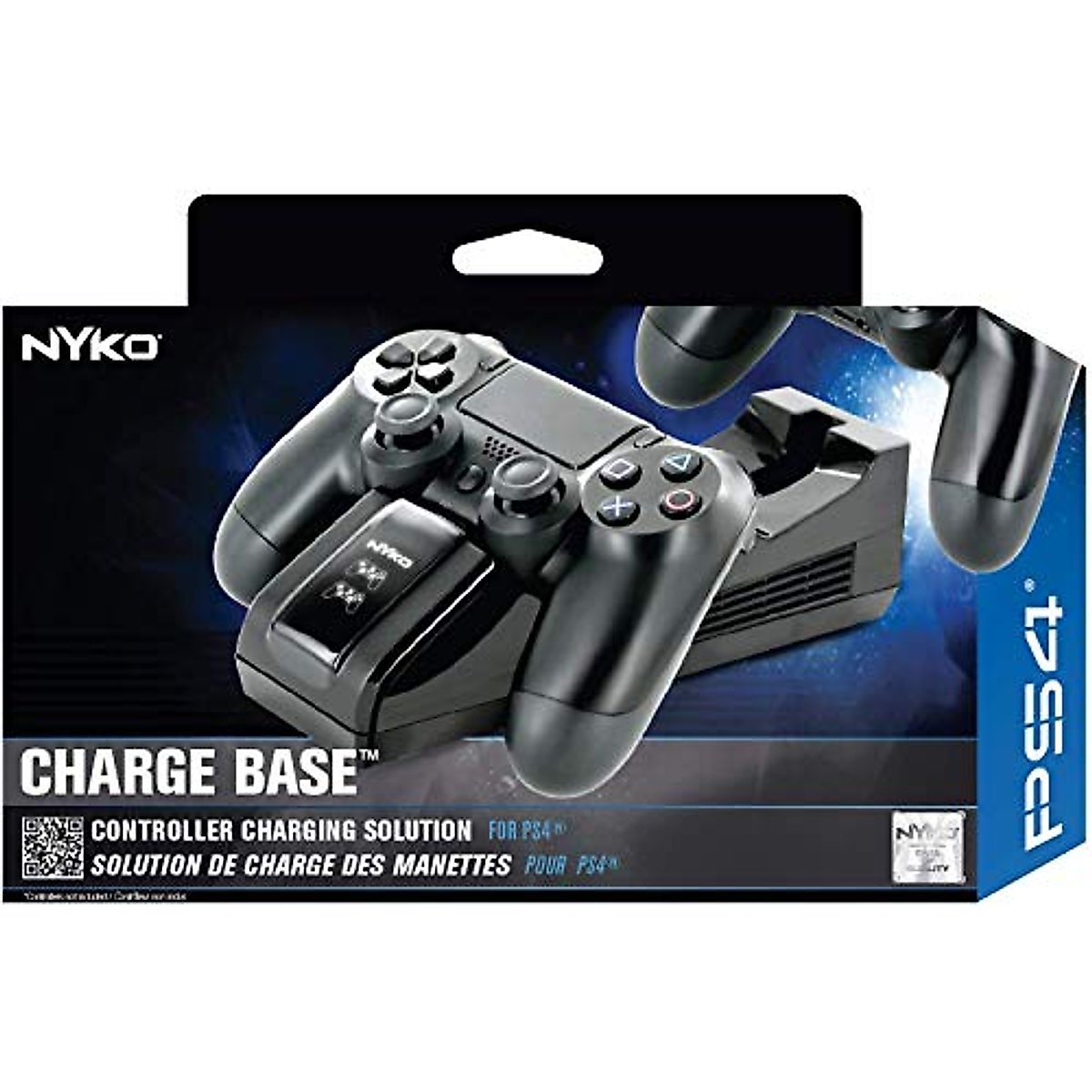 Nyko Charge Base - PlayStation 4 with a Modern and Simple Drop and Charge Design, Dual Patented Dongle Charging Port, Includes a USB and Wall Mount for Super Fast Charging of PS4, PS4 Pro and PS4 Slim Controllers