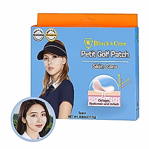 BLOCK&CARE Golf Patches for Sun Protection UV Protection Facial Patches for Outdoor Activities 5Pairs of Sunblock Gel Patches with Skincare Ingredients. (1 PACK, Petit Golf Patch (Medium))