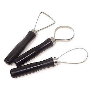 Honbay 3-Piece Clay Sculpture Tools Big Loop Scraper Knife with Sawtooth