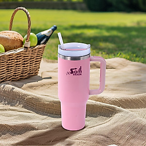 Samtrade Drinking Cup, Stainless Steel Insulated Tumbler with Handle (40oz) - 100% Leak-Proof Friendly Travel Mug, Light Lavender, YX-T40