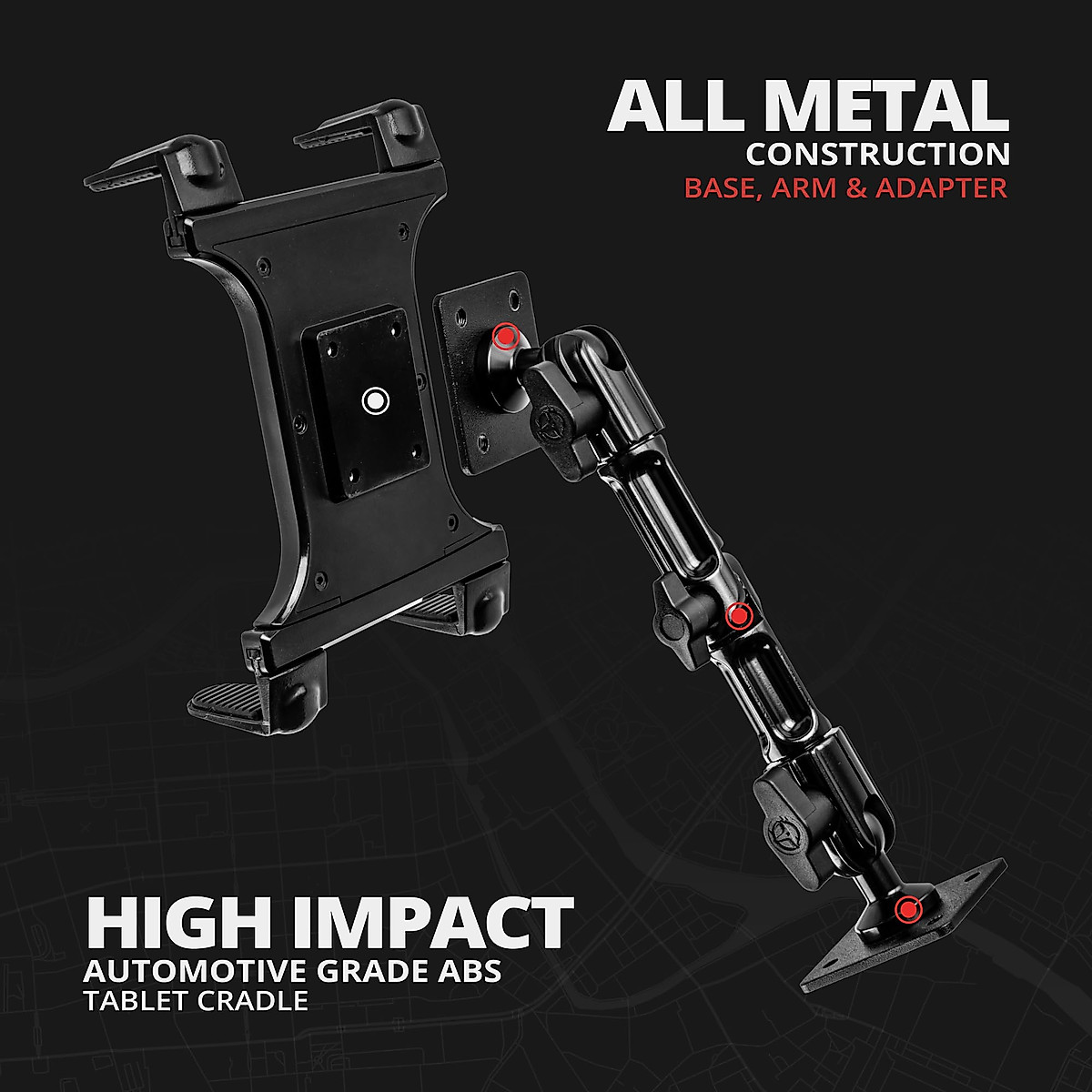 Industrial Metal Drill Base Tablet Mount - By TACKFORM [Enduro Series] - iPad Holder for wall or truck. ELD Mount | Compatible with iPad Mini, IPad Pro 12.9, Galaxy S, Surface Pro & Switch