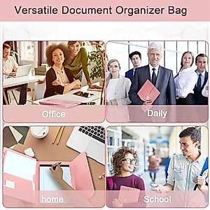JIMEIQI Accordion File Organizer, 6 Pockets Versatile Document Organizer for Letter Size/A4 Paper/Receipts with One Notebook, Pink Expanding File Folder for Office/School/Home/Travel