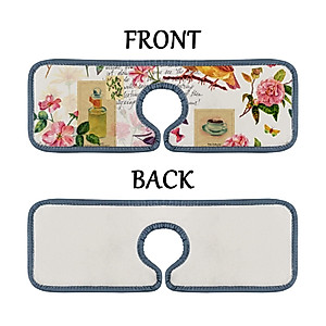 Absorbent Kitchen Faucet Mat 4 Pieces Watercolor Birds Faucet Sink Splash Guard Bathroom Counter and RV,Faucet Counter Sink Water Stains Preventer