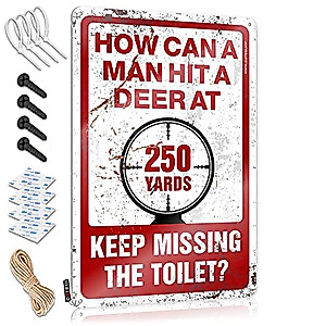 Dsoluuing Bar Signs for Home Bar Funny Bathroom Hit A Deer Sign Retro Room Decor Metal Sign Funny (Size : 20X30CM)