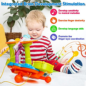 Drum Set for Toddlers 1-3, Toys for 1 Year Old Boy Birthday Gift, Kids Drum Set Musical Toys for Toddlers 1-3, Baby Drum Set with Microphone Toddler Drum for Ages 2-4 Brithday Gifts for Boys Grils