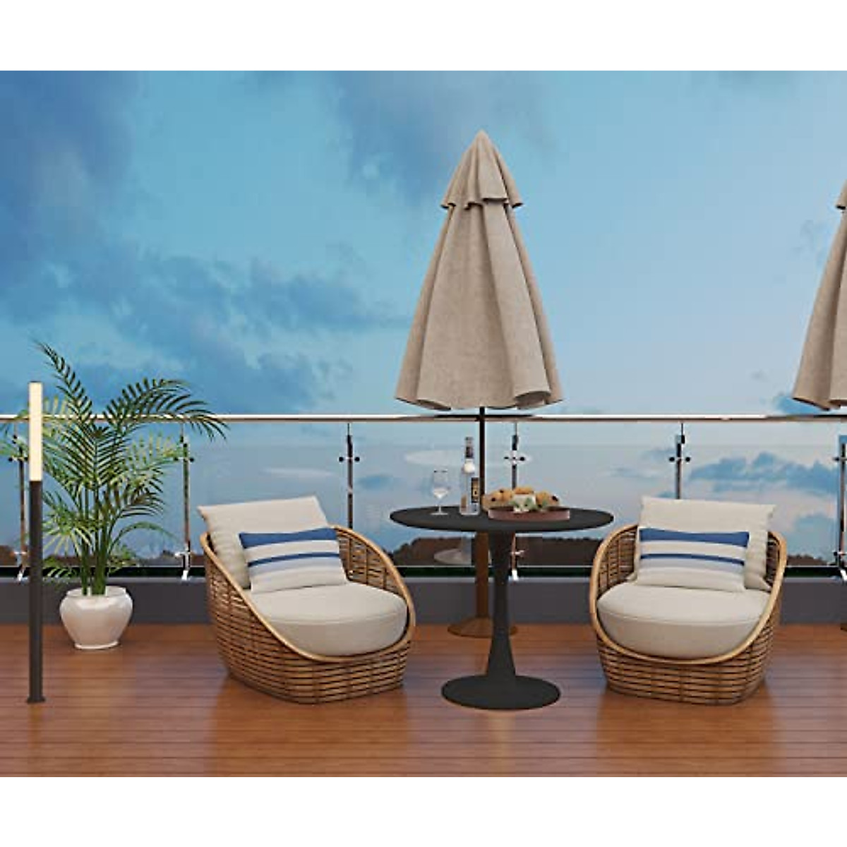 Sinovoy White Round Dining Table Modern Style 31.5" with Pedestal Base in Tulip Design, Mid-Century Leisure Table for Kitchen Dining Room & Living Room (Black)