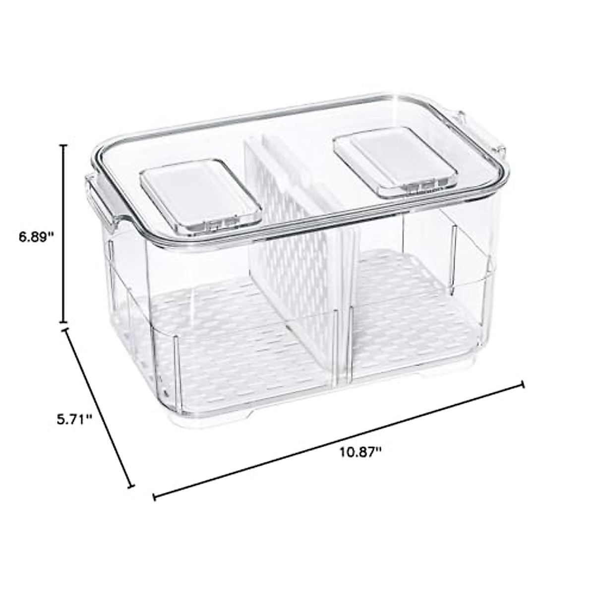 SANNO Fridge Food Storage Containers Produce Saver FreshWorks Produce Food Storage Container Bin Stackable Refrigerator Kitchen Organizer Keeper, with Removable Drain Tray to Keep Fresh