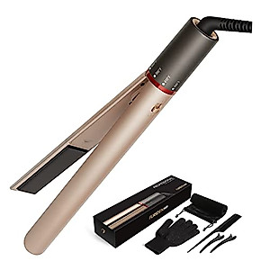 FURIDEN Hair Straightener, Flat Iron Hair Straightener, Hair Straightener and Curler 2 in 1, Flat Iron Curling Iron in One, Curling Straightening Iron Combo, Round Flat Iron