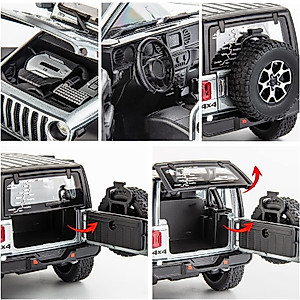 BDTCTK Off-Road 7 Door for Wrangler Diecast Toy Car Model, 1/22 Scale Metal Alloy Vehicle for Kids Boys Girls Adults, Doors Open, Light and Sound, Gifts Gray