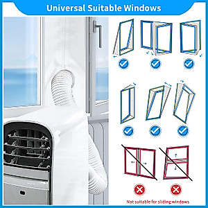 Window Seal for AC Unit, Portable AC Window Vent Kit Air Conditioner Window Tumbler Dryer 158Inch/400CM Hot Air Stop Air Exchange Guards with Zipping and Adhesive Fastener