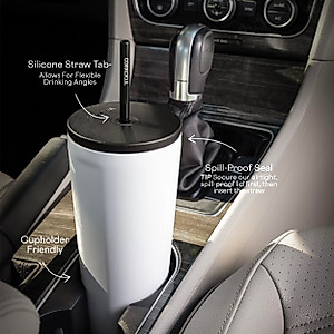 Corkcicle Cold Cup Insulated Tumbler with Lid and Straw, Matte Black, 24 oz – Reusable Water Bottle Keeps Beverages Cold for 12hrs, Hot 5hrs – Cupholder Friendly Tumbler, Lid for Flexible Sipping