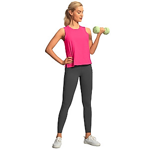 Hiverlay Workout Tank Tops for Women Sleeveless Athletic Cropped Tank Top Sports Gym Muscle Running Shirts Barberry M