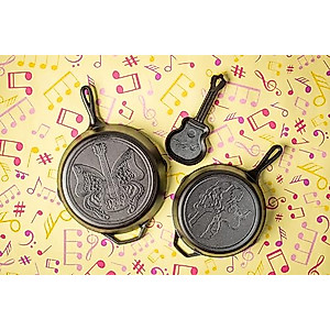 Lodge 4.5 Inch Dolly Parton Mini Rockstar Cast Iron Guitar Skillet - Hand Wash Only Collector’s Piece - Cast Iron Skillet for Single Serve or Decorative Use