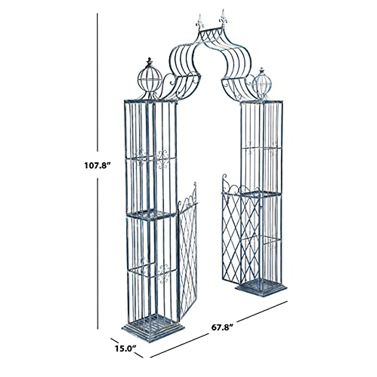Safavieh PAT5012C Outdoor Collection Beatrix Victorian Antique Arbor, Mossy Blue