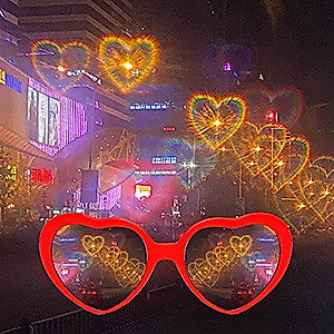 4pcs Heart Effect Diffraction Glasses That Turn Lights into Hearts,Heart Glasses Effects for Parties 3D Light Effect Glasses for Girls Women Halloween Special Glasses