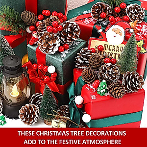 30Pcs Mini Christmas Trees and 115Pcs Christmas Pine Cones Berry Pine Branch Set