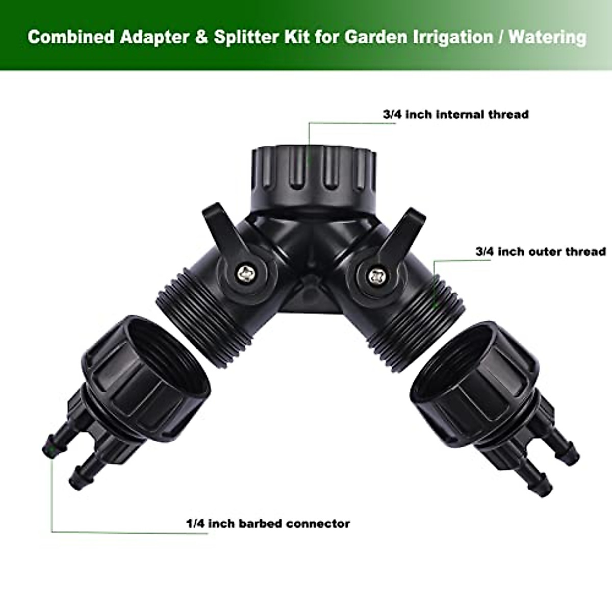 Yulaiyoen 2 Way Garden Hose Y Splitter for Drip Irrigation