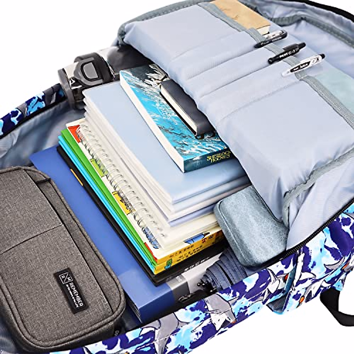 LI-LOVE Backpack 16 inch with Laptop Compartment Shark Sea Book Bag for Boys Men Adults Teens Middle School College High School Student Bookbags Waterproof Backpacks Travel Camping Hiking Back Pack