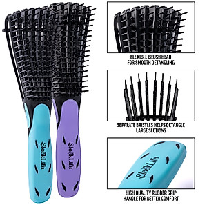 SleekLife 2 Pack Detangling Brush for Curly, Kinky, Knot 3a to 4c, Dry/Wet Tangle Hair Detangler, Detangle Natural African Hair, Gentle Exfoliating, Brush for All Hair Types