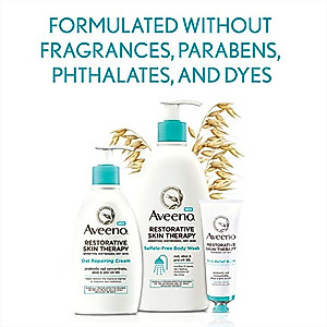 Aveeno Restorative Skin Therapy Moisturizing Oat Repairing Cream for Sensitive, Distressed, Dry Skin, with Prebiotic Oat & Aloe, Formulated without Parabens, Fragrance & Steroids, 12 oz