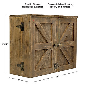 Excello Global Products Barndoor Bartender Cabinet with 10 Piece Bar Tool Set: The Perfect Kit for Home Bartenders (Rustic Brown)