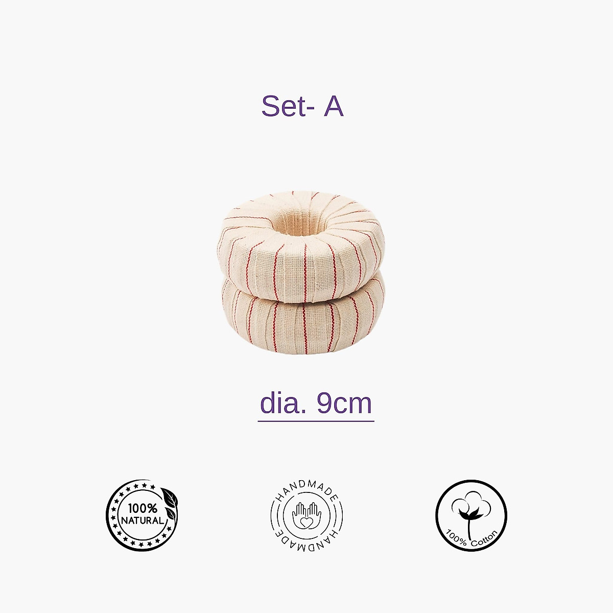 Yoga Chumbals Set Of 10pcs (White), Pune Chumbals set, Iyengar Yoga, Yoga donuts, Yoga props, Restorative yoga, yin yoga, yoga accessories, yoga equipments, cotton chumbals set