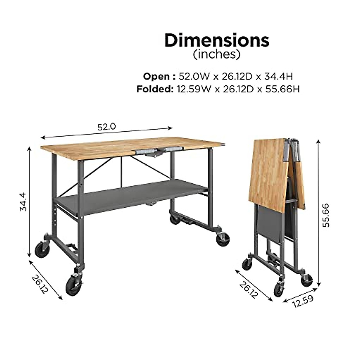 COSCO SmartFold Portable Workbench/Folding Utility Table (Gray Steel Frame)