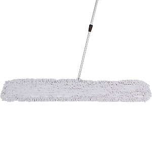 Tidy Tools Commercial Dust Mop & Floor Sweeper, 60 inch Dust Mop for Hardwood Floors, Cotton Reusable Dust Mop Head, Extendable Mop Handle, Industrial Dry Mop for Floor Cleaning & Janitorial Supplies