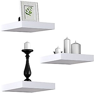 Sorbus Floating Shelves — Hanging Wall Shelves Decoration — Perfect Trophy Display, Photo Frames (White)