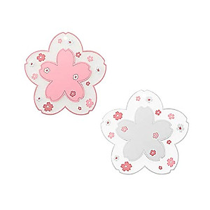 Sakura Coffee Cup Mat Kawaii Coaster 2PCS Cute Cherry Blossom PVC Home Tea Mug Pink Flower Pattern Durable Anti-Skid Pot Bowl Pad Placemat for Desk Drink Table Decor Kawaii Accessories (Small)