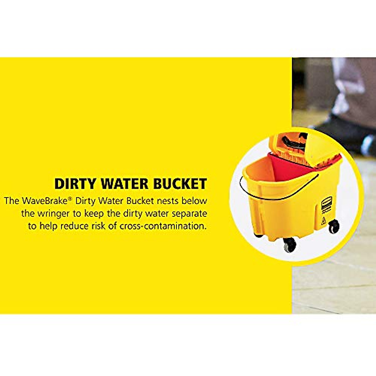 Rubbermaid Commercial Products FG9C7400RED Dirty Water Bucket for WaveBrake 2.0 35 Qt. Mop Bucket System, 18-Quart Capacity, Red, (2064907)