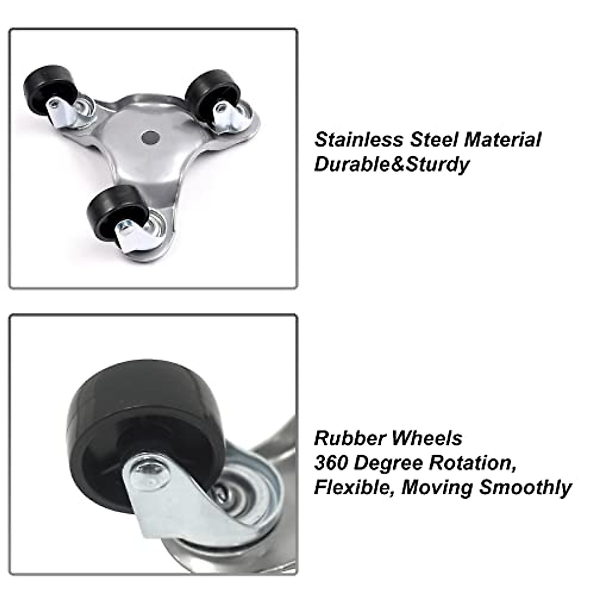 6 Inch Steel Tri-Dolly 3 Wheels Mover Dollys Heavy Duty Furniture Mover Dolly with Lifter, 200lbs Load Capacity Furniture Wheels Appliance Roller for Moving Sofas Refrigerators Piano(4 Pack)